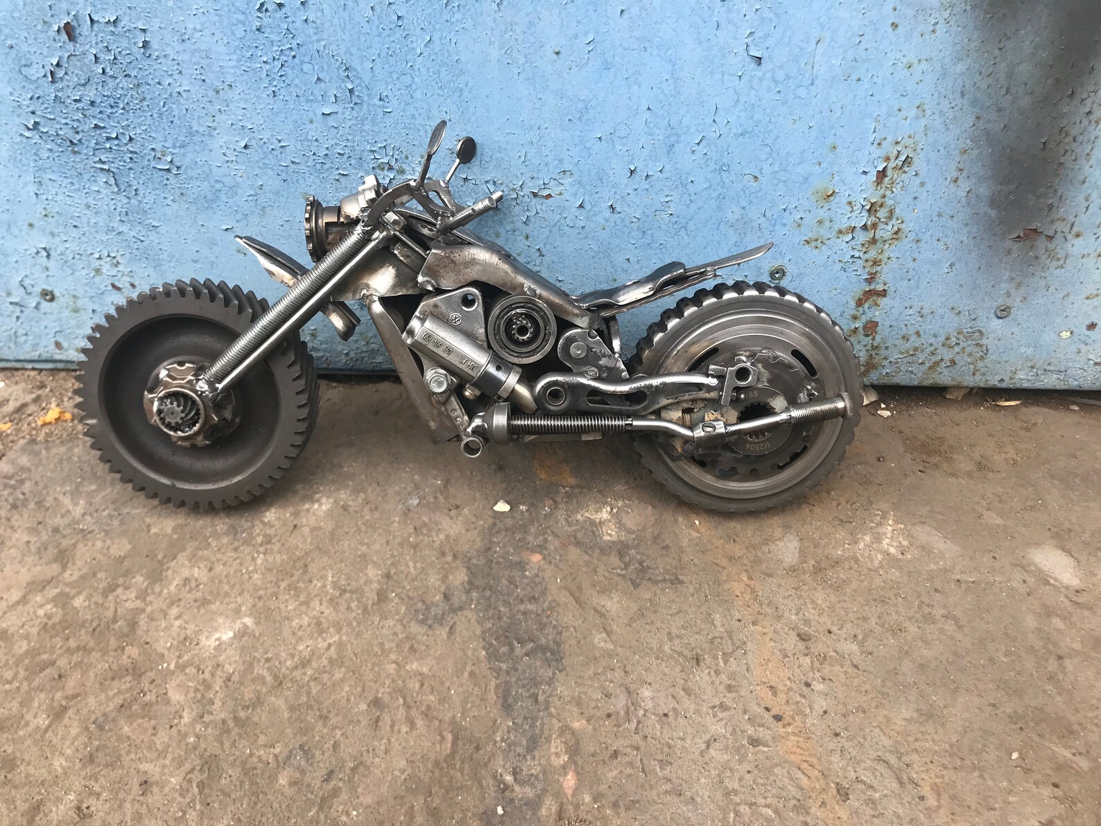Scrap Metal Motorcycle Sculpture: Handmade Steampunk Motorbike Art - Etsy