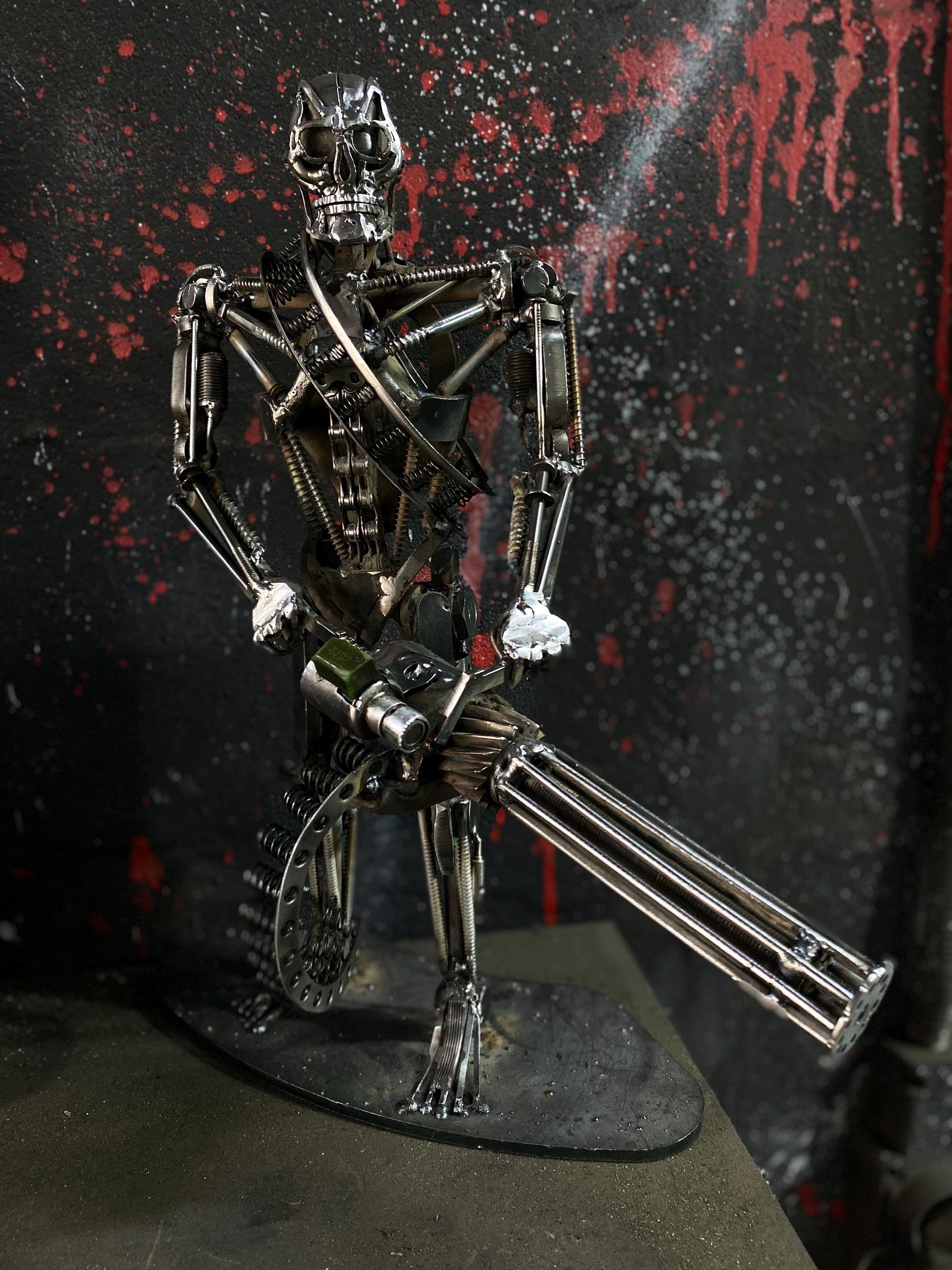Terminator T-800 Figure Steampunk Scrapmetal Welded Modern Sculpture 16 ...