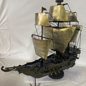 Brig Ship 24″ , Iron Ship , Modern Recycled Scrapmetal Steampunk Metal ...