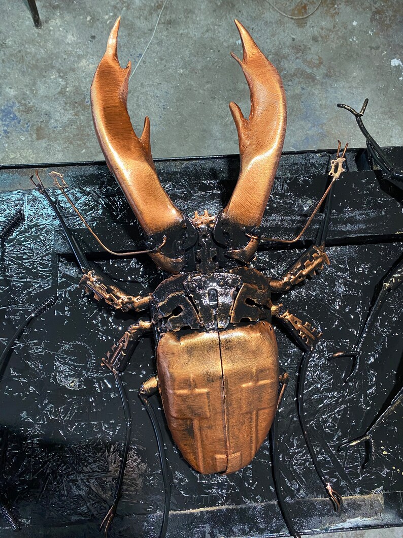 Stag Beetle 16" , Iron Beetle , Modern Recycled Scrapmetal Steampunk ...
