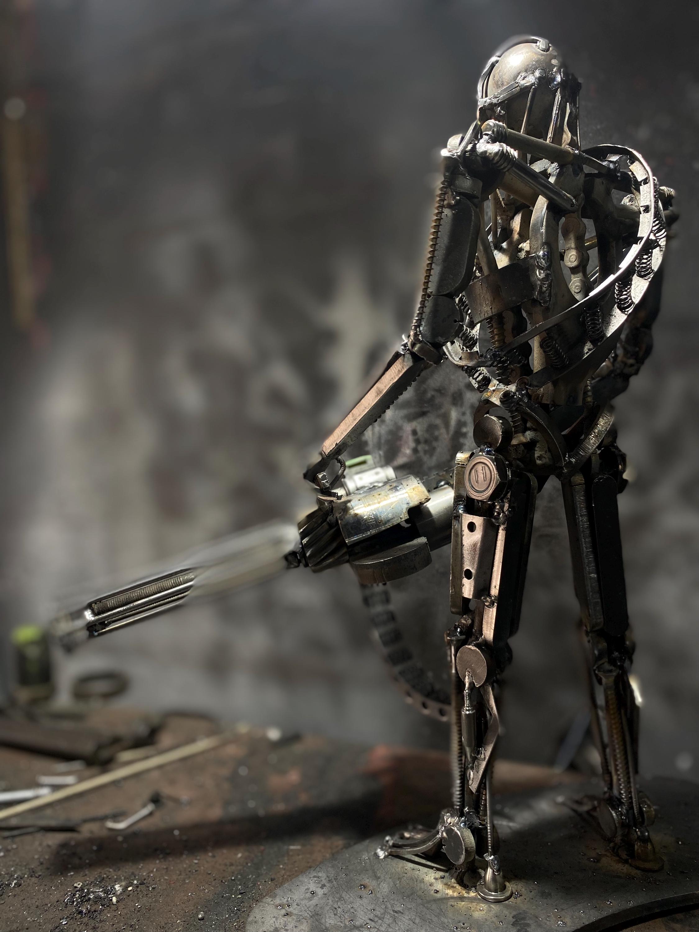 Terminator T-800 Sculpture: Steampunk Scrap Metal Art, Recycled Metal ...