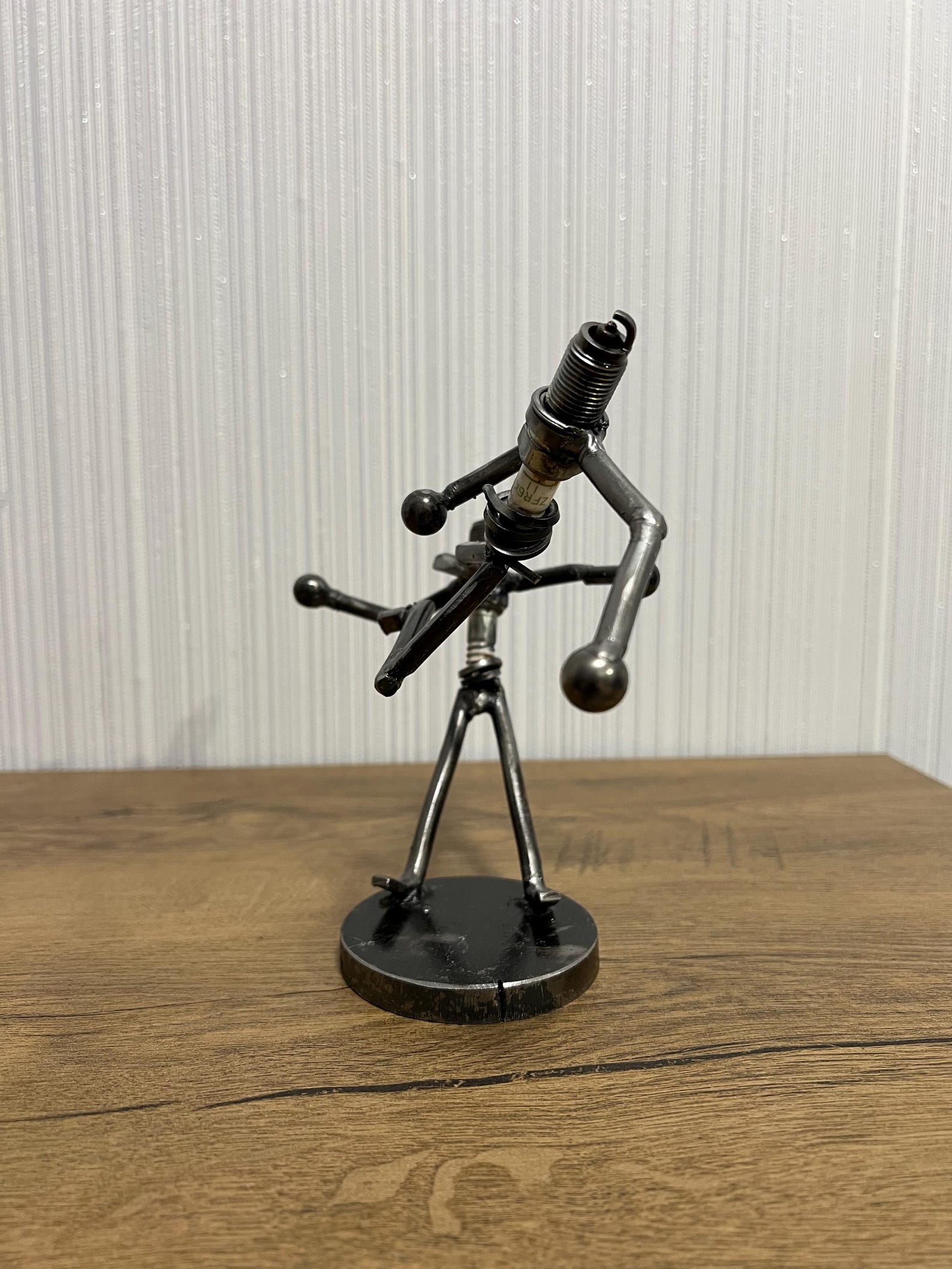 Car Spark Plugs in Sparring, One in the Jump 7 Scrap Art Modern Welded ...