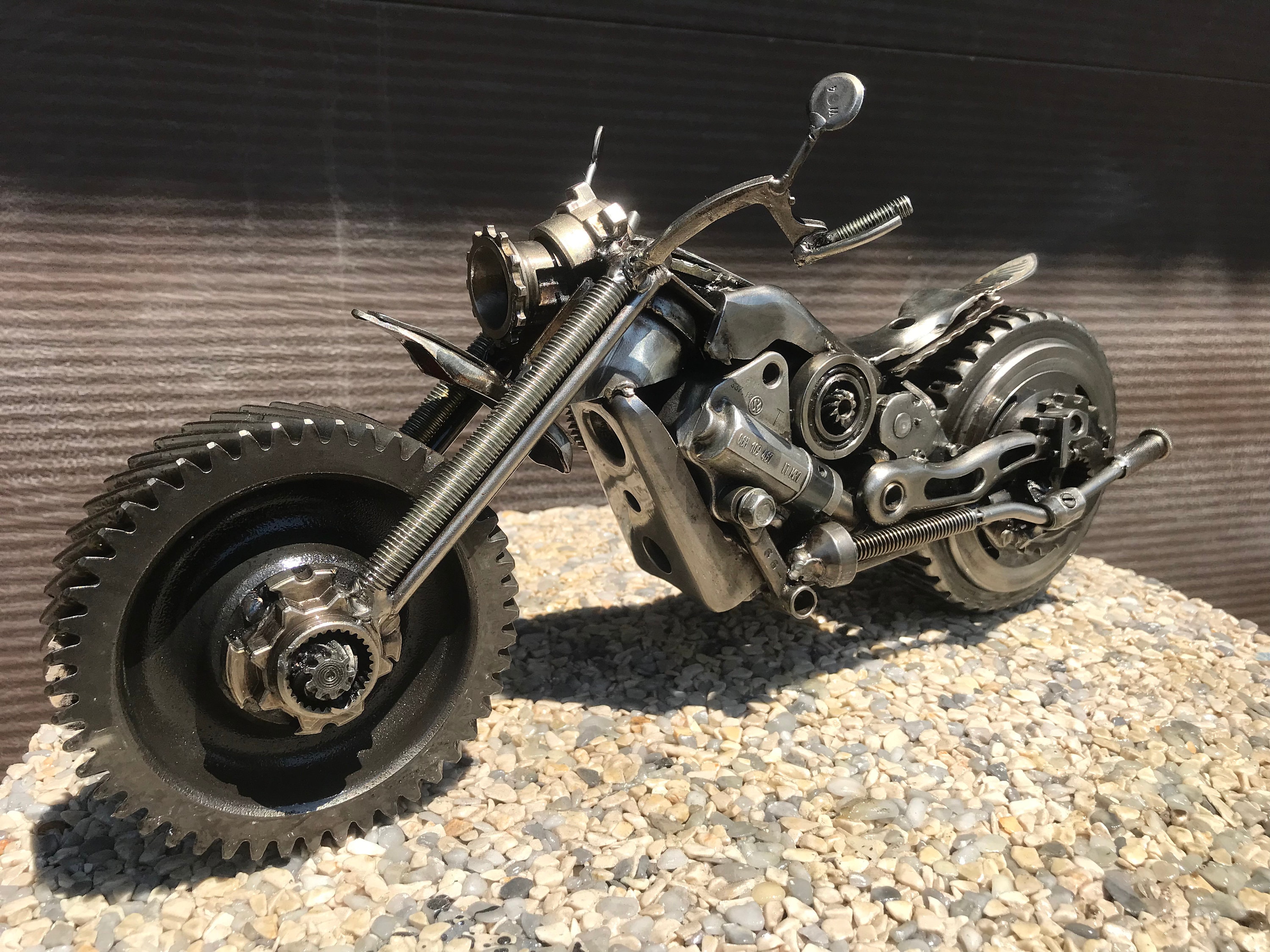 Scrap Metal Motorcycle Sculpture: Handmade Steampunk Motorbike Art - Etsy