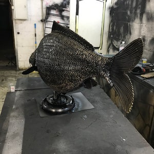 Carp , Iron Carp Fish 26", Modern Recycled Scrapmetal Sculpture ...