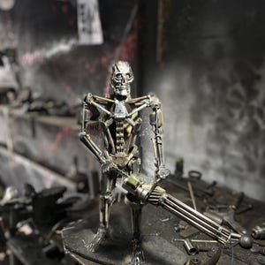 Terminator T-800 Sculpture: Steampunk Scrap Metal Art, Recycled Metal ...