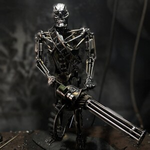 Terminator T-800 Sculpture: Steampunk Scrap Metal Art, Recycled Metal ...