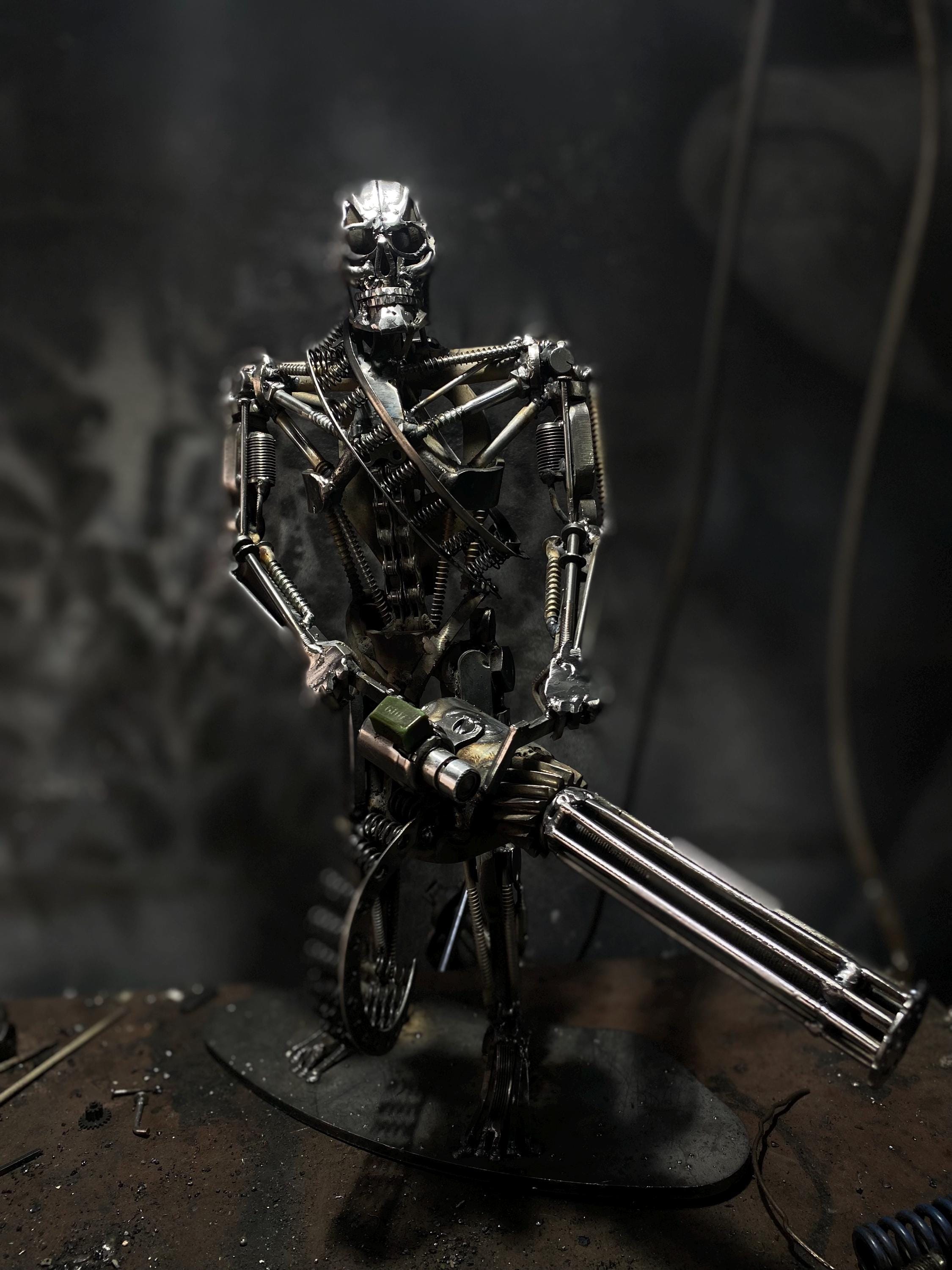 Terminator T-800 Figure Steampunk Scrapmetal Welded Modern Sculpture 16 ...