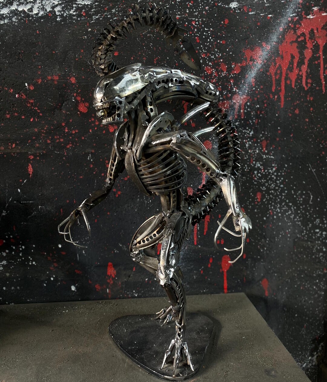 Welded Scrap Metal Alien Sculpture: Steampunk Recycled Art, 17" - Etsy