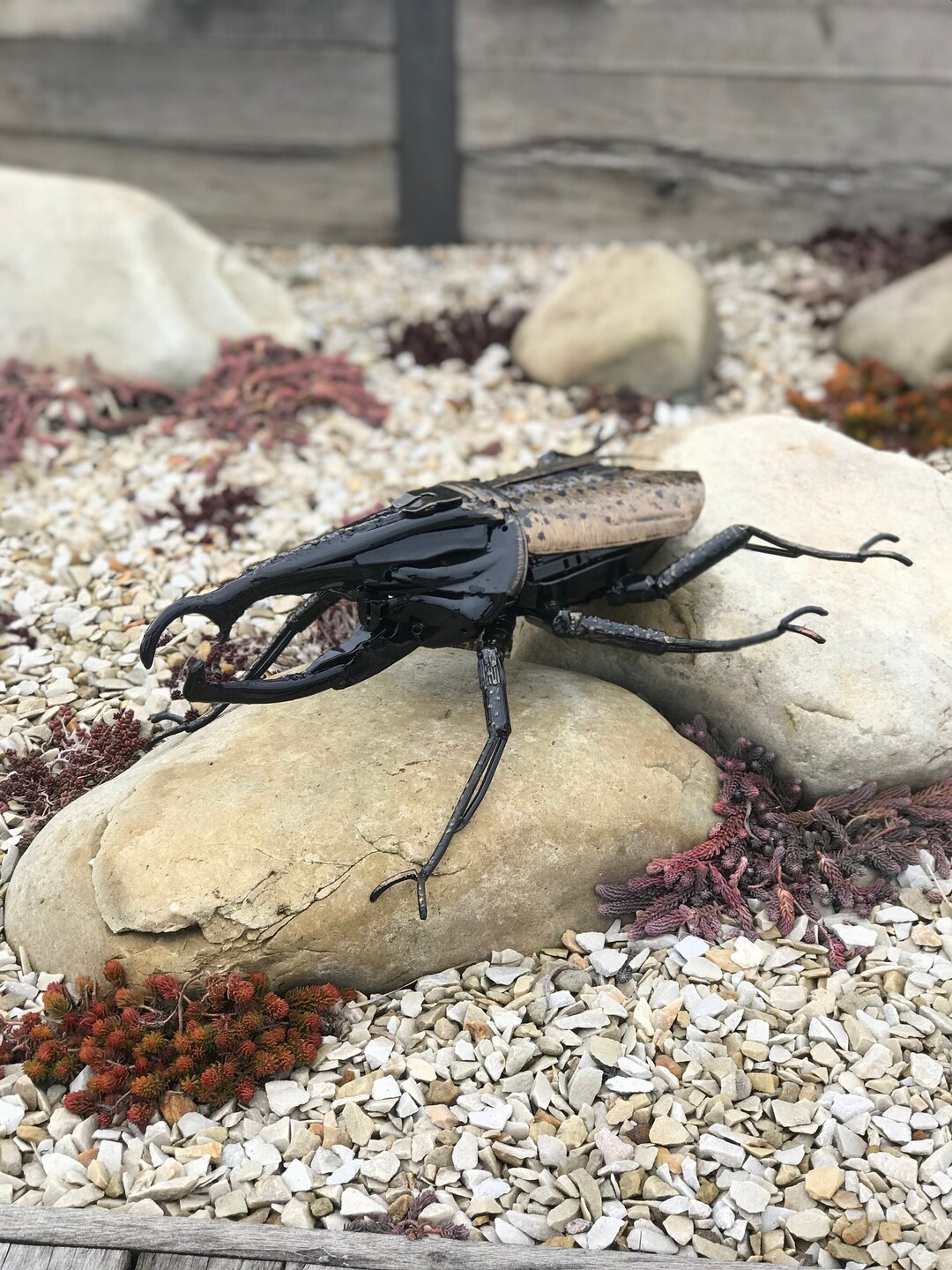 Handmade Iron Hercules Beetle Sculpture: Recycled Scrap Metal Steampunk ...