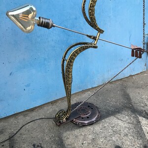 Metal Art Lamp "cupid's Bow" 24" Recycled Scrap Metal Steampunk Modern ...