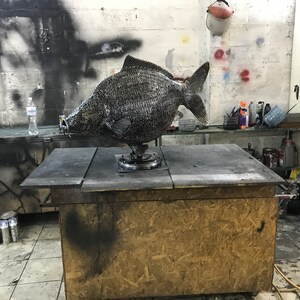 Carp , Iron Carp Fish 26", Modern Recycled Scrapmetal Sculpture ...