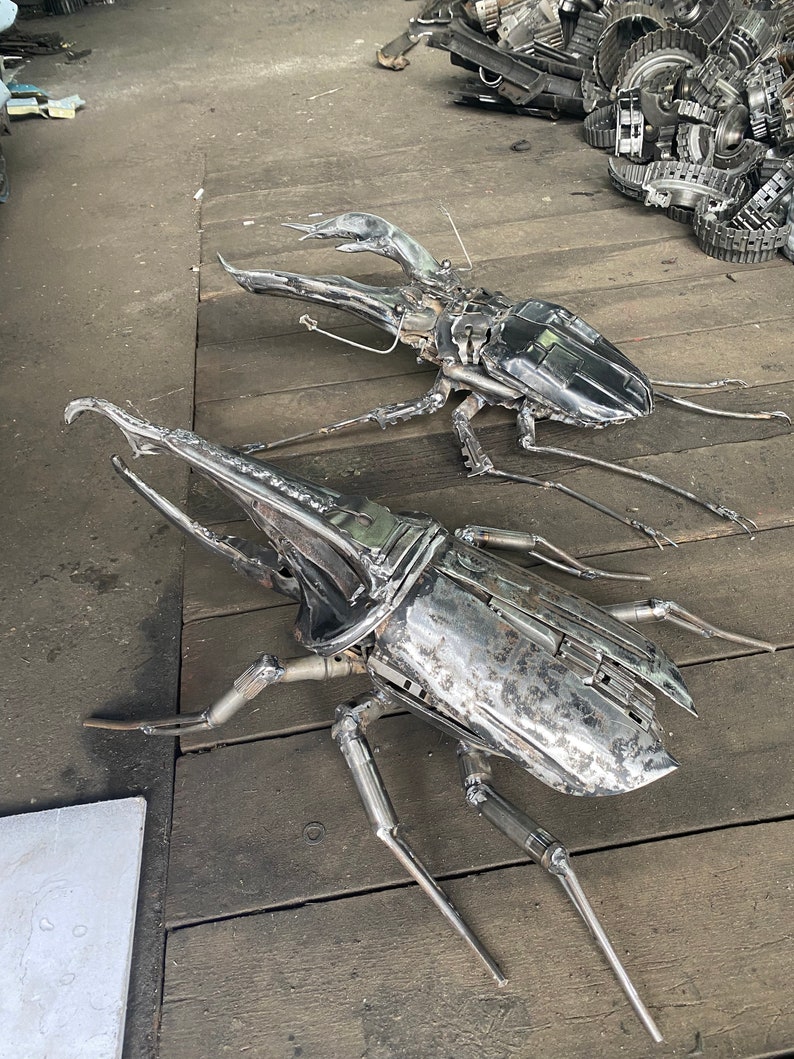 Stag Beetle 16" , Iron Beetle , Modern Recycled Scrapmetal Steampunk ...