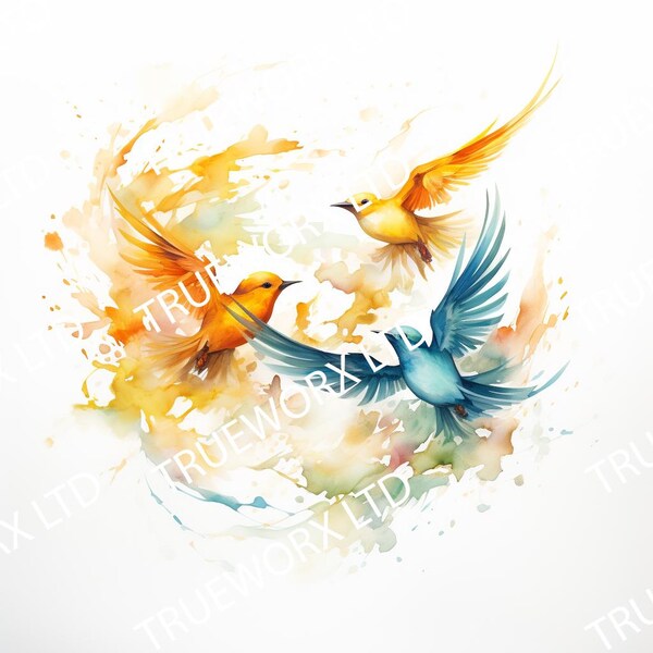 Flying Birds With Fall Leaves PNG - Etsy