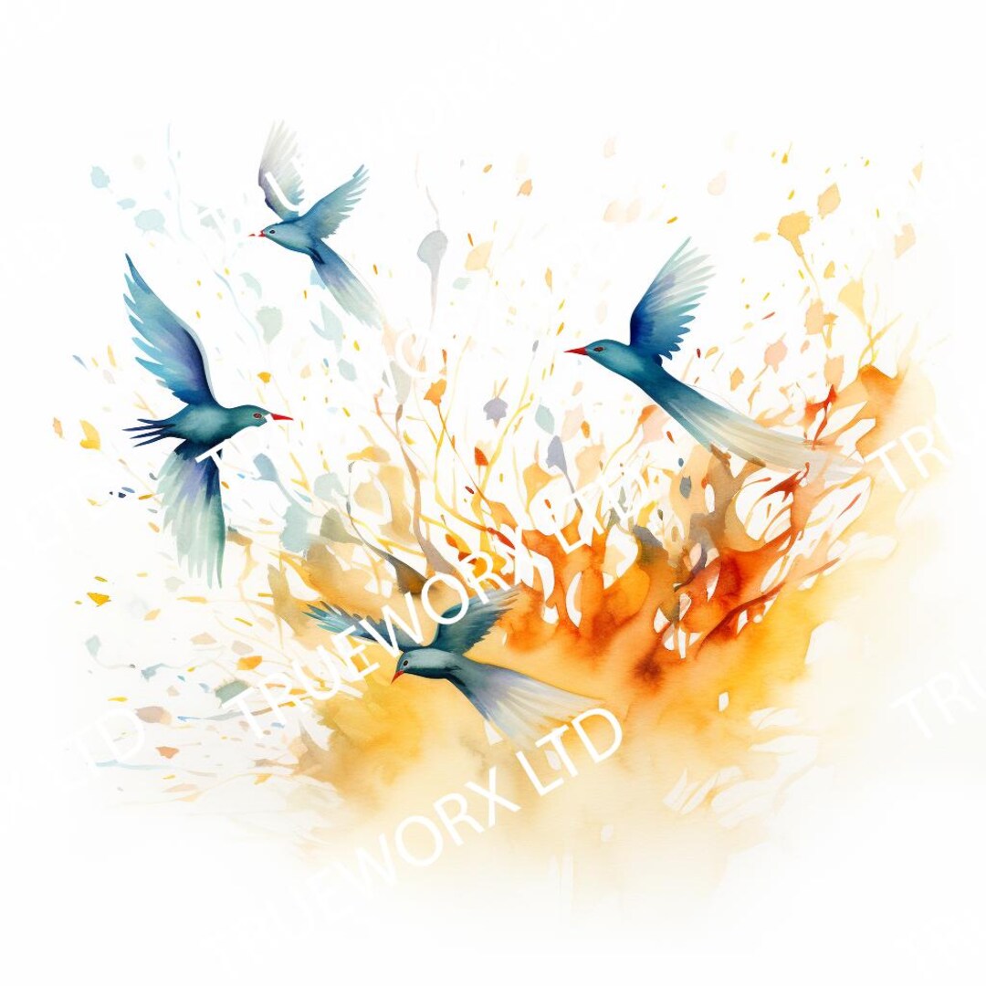 Flying Birds With Fall Leaves PNG - Etsy
