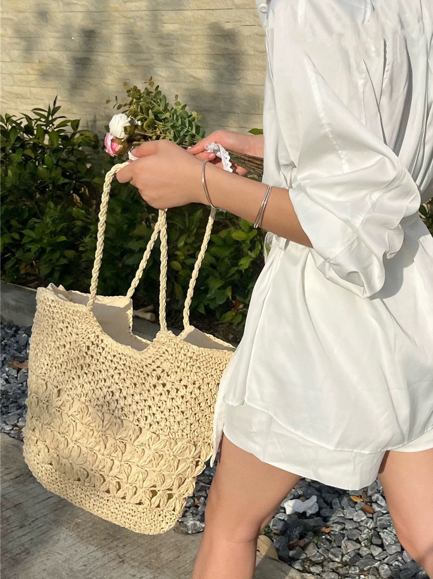 Straw Woven Beach Tote Bag Woven Beach Braided Shoulder Bag Beach Bag ...