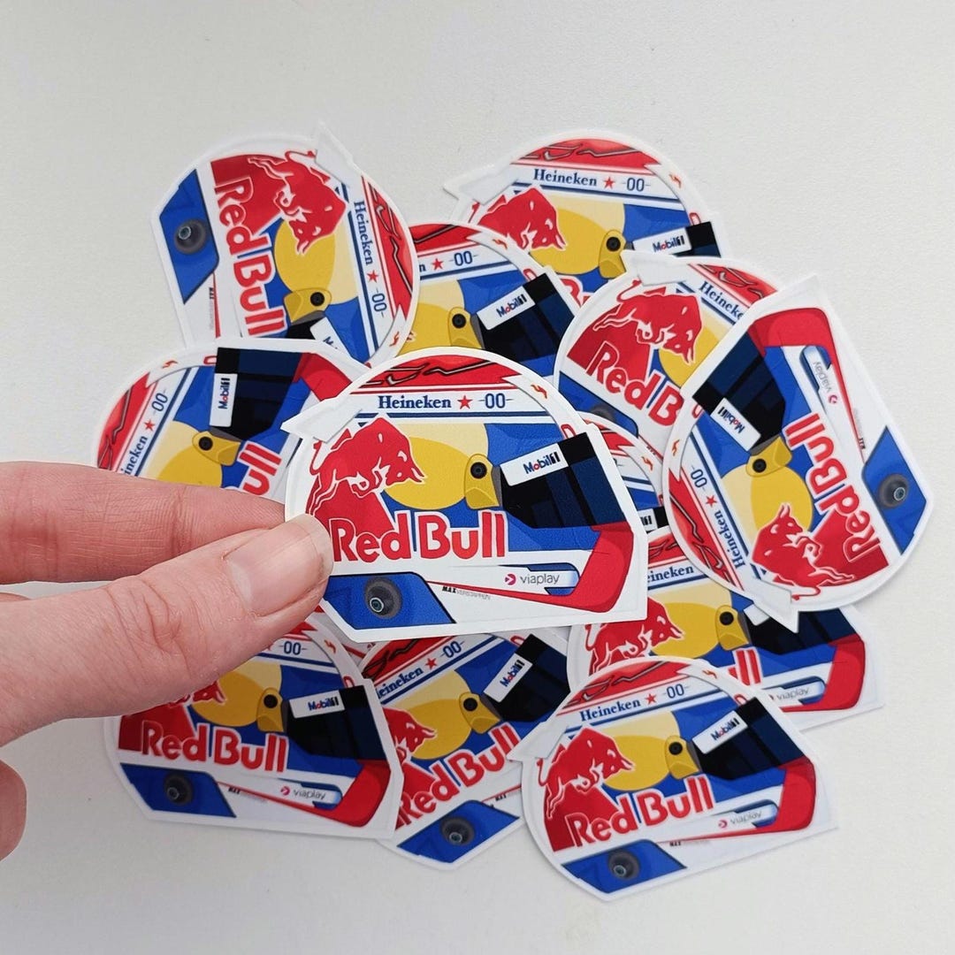 Max Verstappen Sticker, 2025 F1 Helmet Sticker, Red Bull Formula One ...