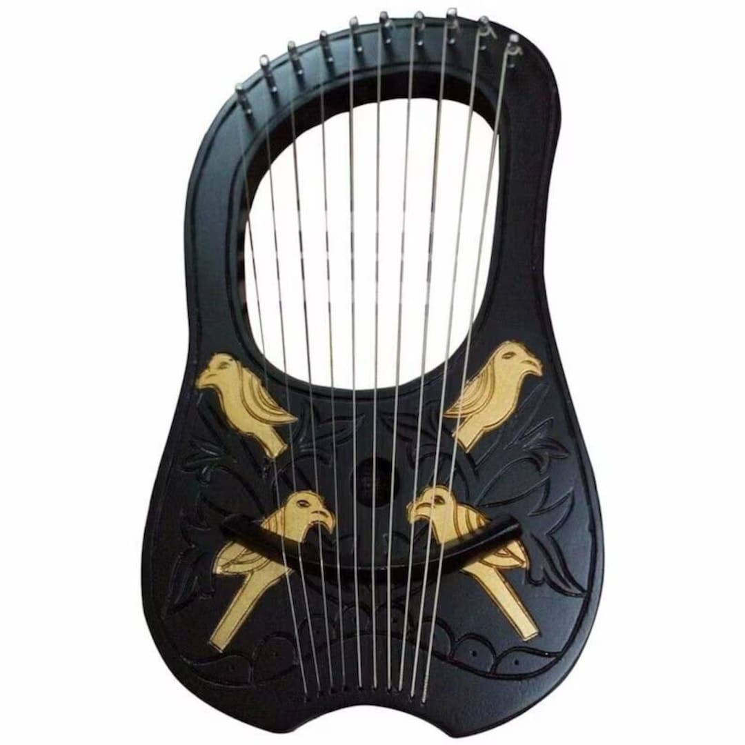 New 10 Metal String Lyre Harp Hand Engraved Harp Rosewood 10 Strings ...
