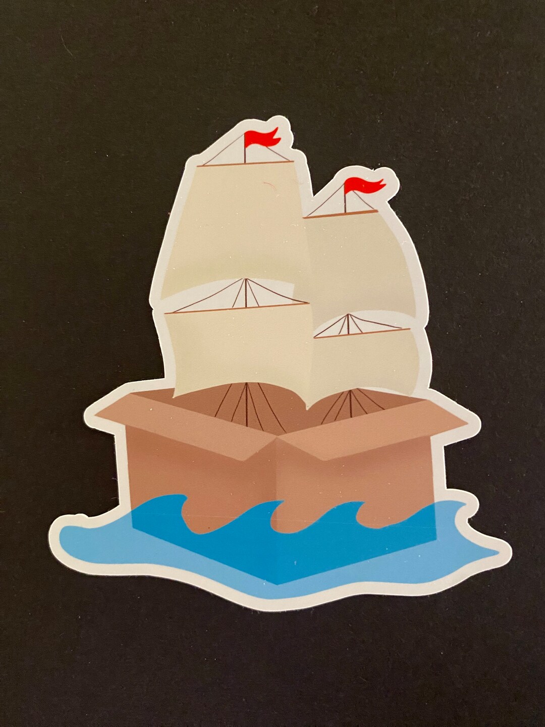 Cardboard Box Ship Sticker - Etsy