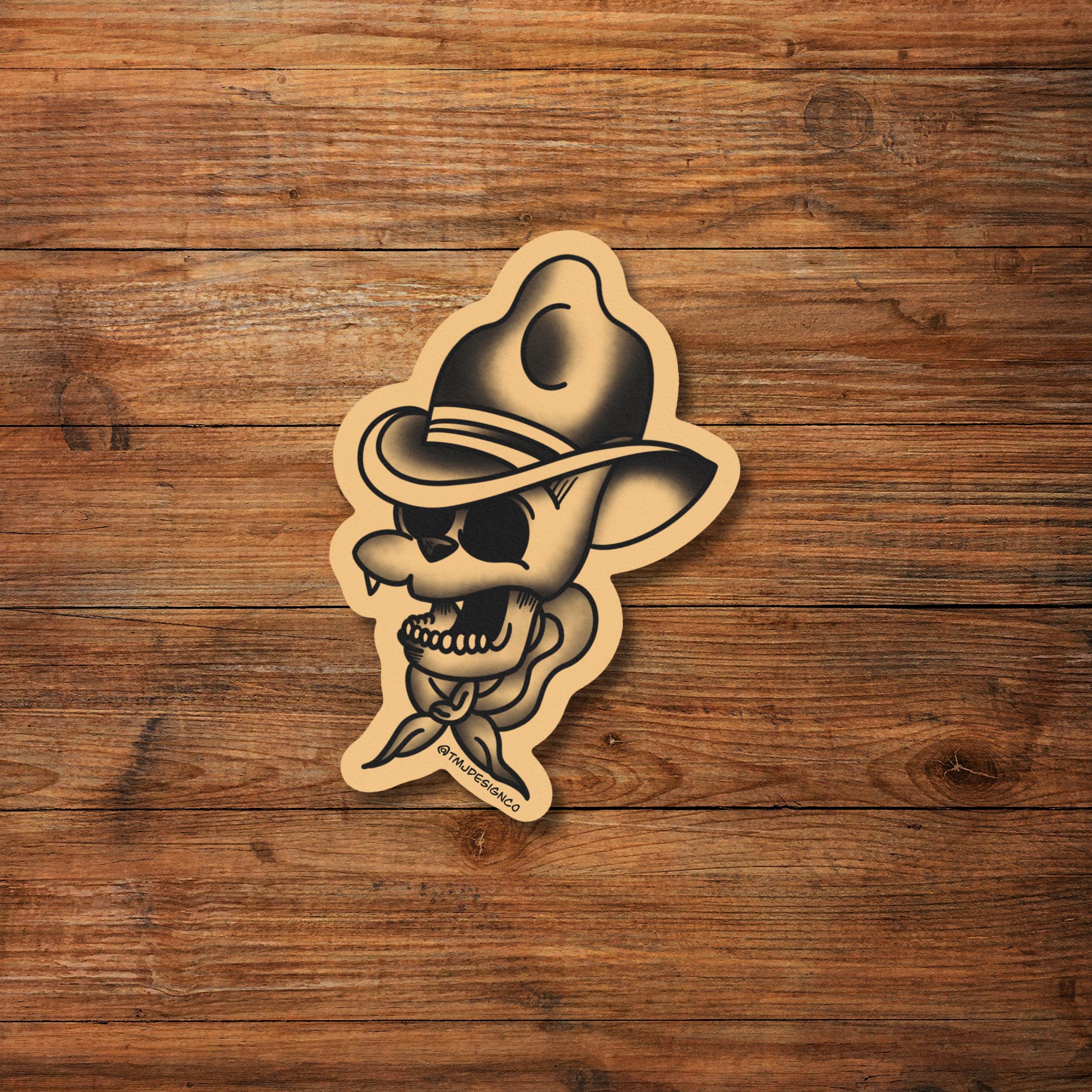 Cartoon Cat Cowboy Traditional Tattoo Sticker - Etsy