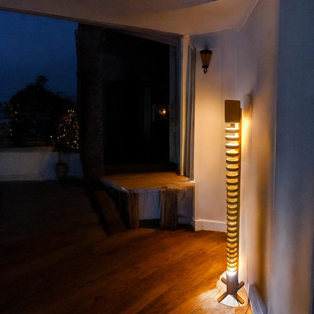 Wooden Corner Lamp, Nightstand Corner Lamp, Standing Tall Floor Lamp ...