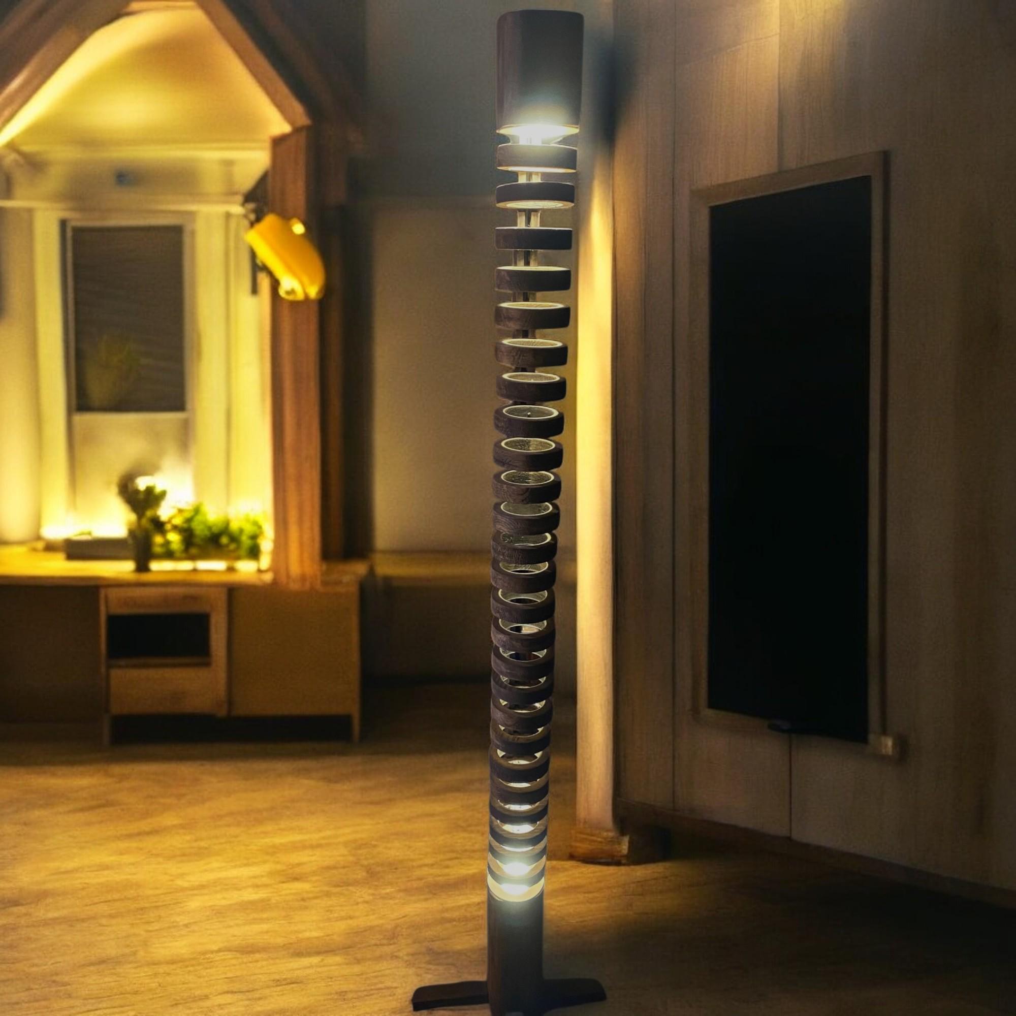 Wooden Corner Lamp, Nightstand Corner Lamp, Standing Tall Floor Lamp ...