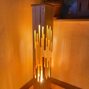 Wooden Floor Lamp,corner Room Lighting,wood Oak Light, Floor Lampshade ...