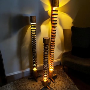 Wooden Corner Lamp, Nightstand Corner Lamp, Standing Tall Floor Lamp ...