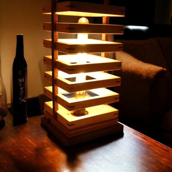 Wooden Floor Lamp,corner Room Lighting,wood Oak Light, Floor Lampshade ...