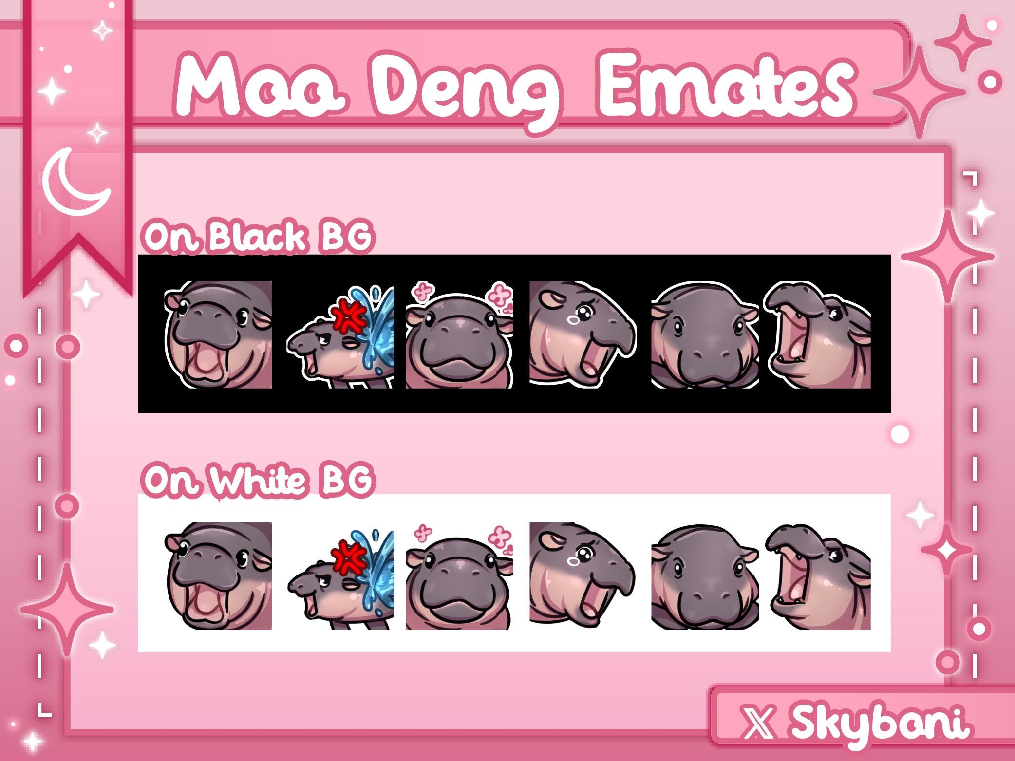 Moo Deng Hippo Emote | Twitch | Discord | Youtube | Streaming | Cute ...