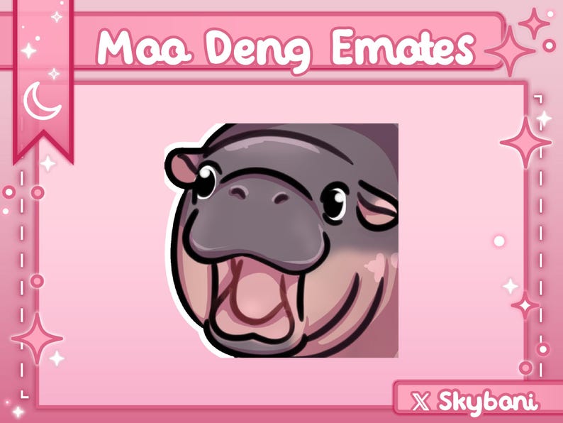 Moo Deng Hippo Emotes | Kawaii Chibi Emoji for Twitch, Discord, Youtube ...