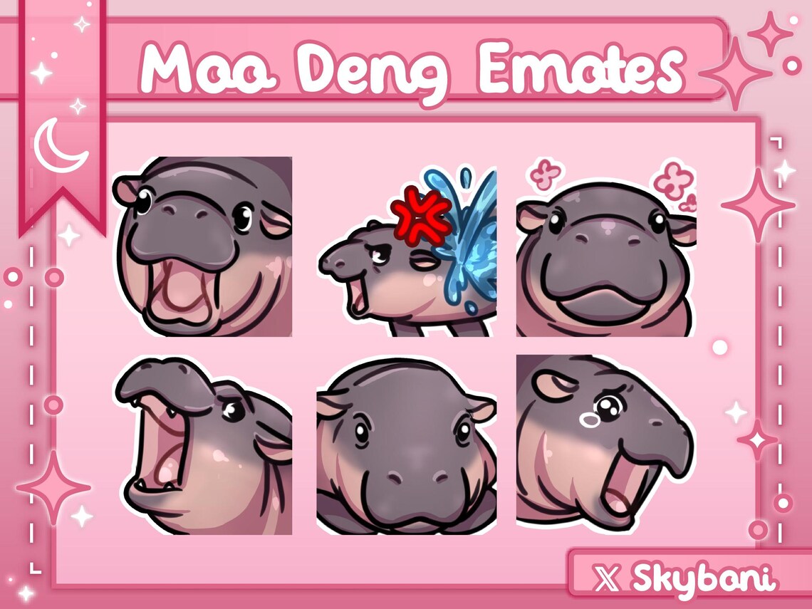 Moo Deng Hippo Emote | Twitch | Discord | Youtube | Streaming | Cute ...