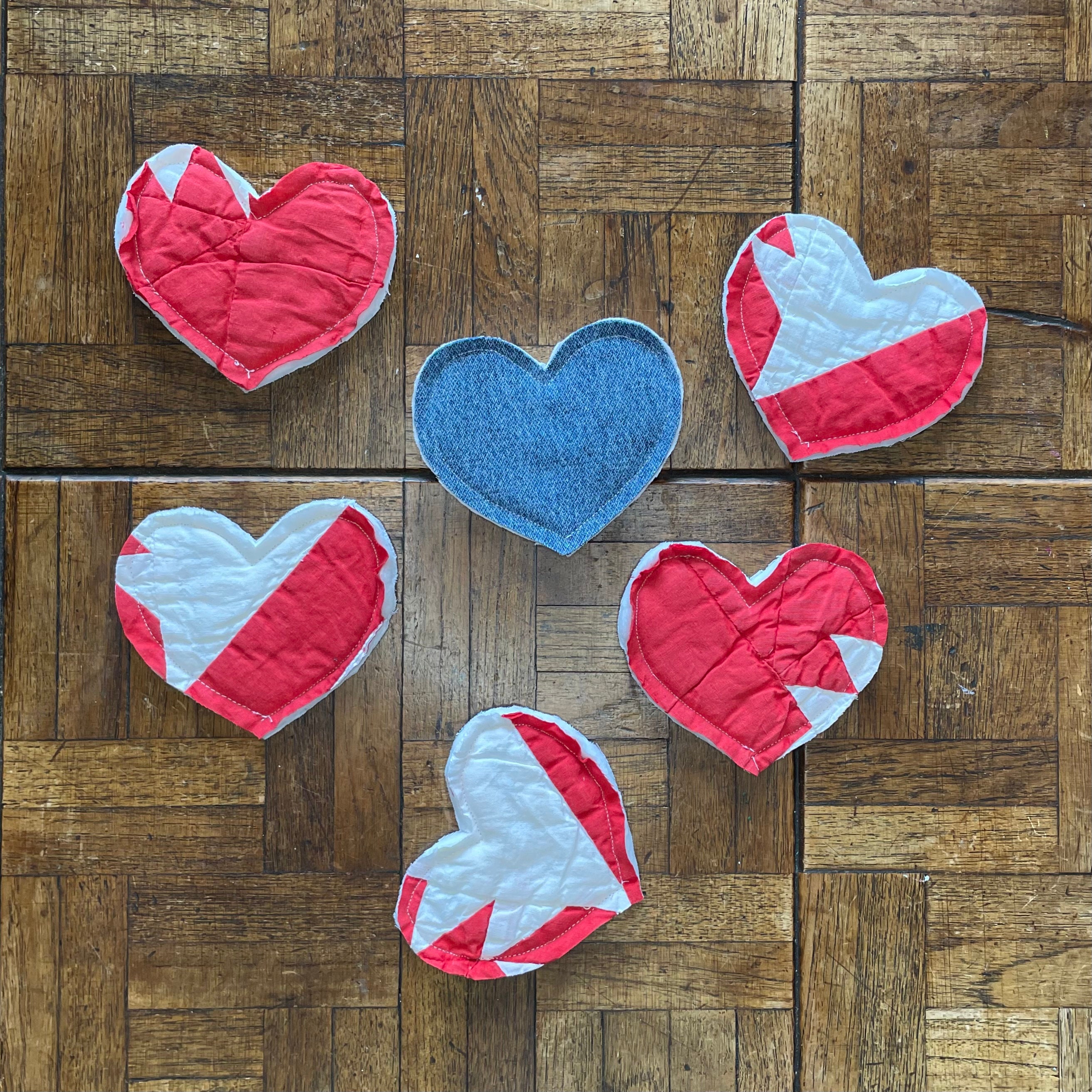 Handmade Quilted Heart Coasters, Vintage Quilt Heart Decorations ...
