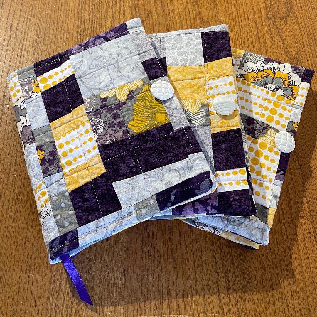 Handmade Quilted Journal Cover: Upcycled Patchwork Design—purple ...