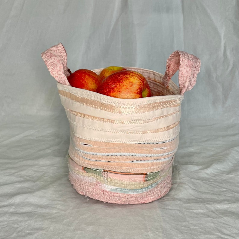 Upcycled Pink Fabric Basket Decorative Basket Decorative - Etsy