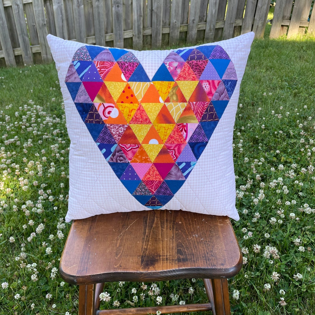 Handmade Quilted Patchwork Heart Throw Pillow - Etsy