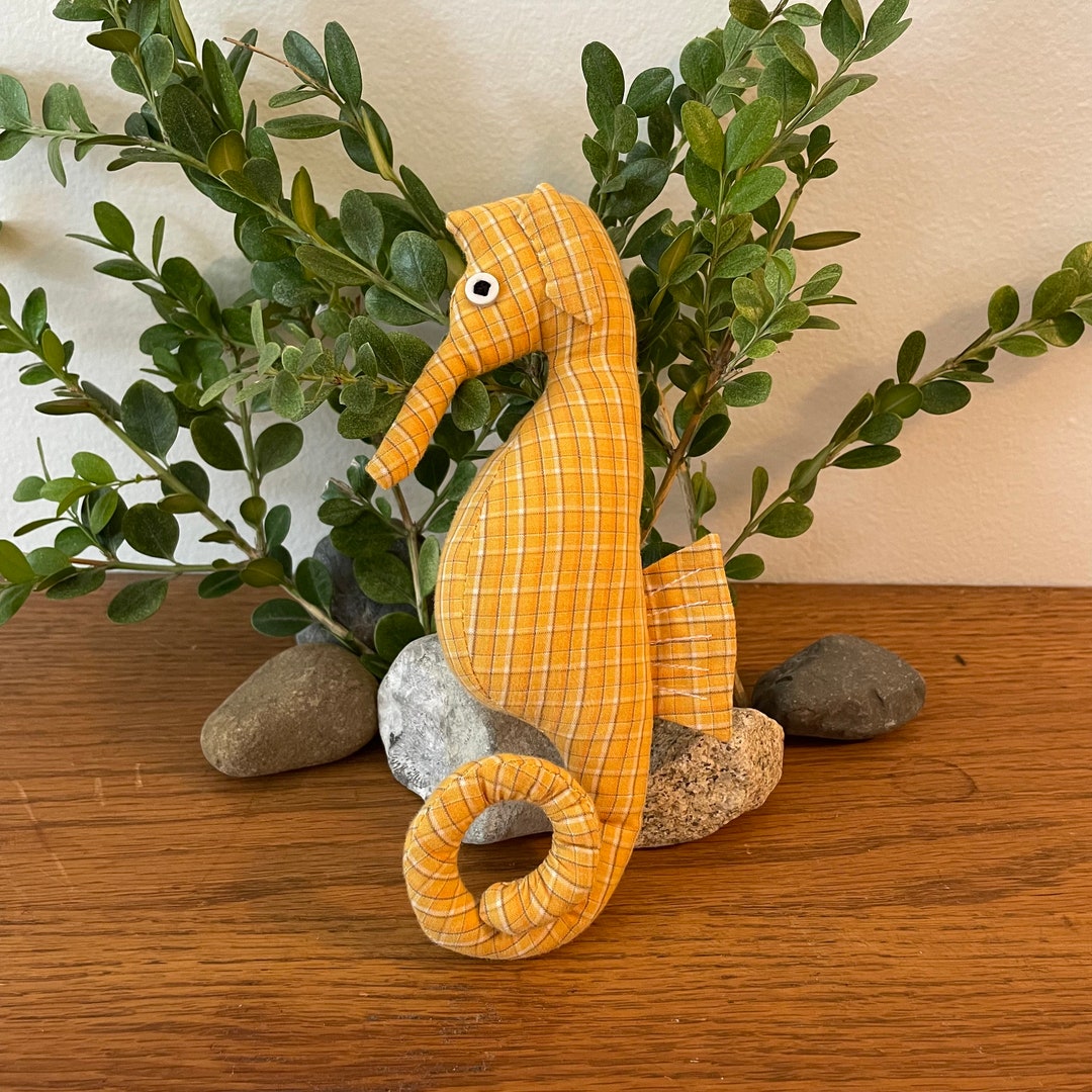 Handmade Seahorse Stuffed Animal, Seahorse Plush Toy, Upcycled Seahorse ...