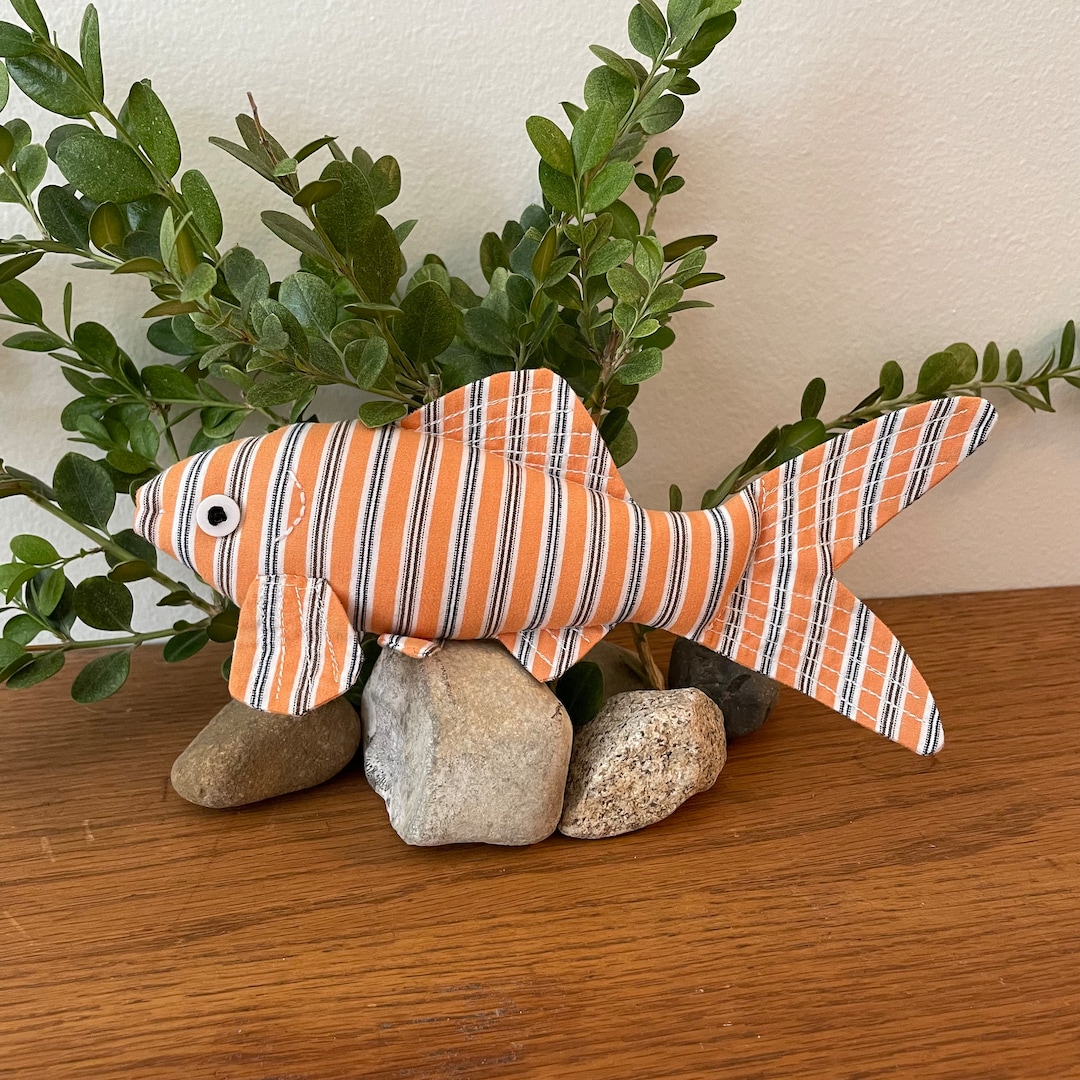 Handmade Orange Fish Plush Toy: Upcycled Cotton Stuffed Animal - Etsy