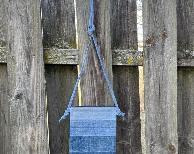 Handmade Upcycled Denim Crossbody Bag, Denim Purse, Simple Crossbody ...