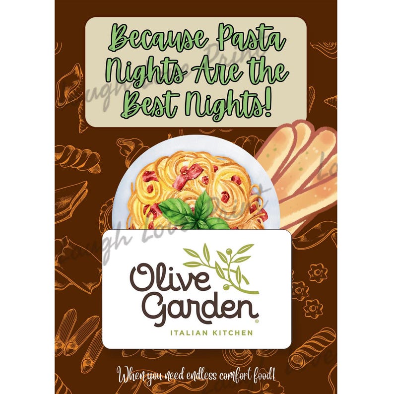 Gift Card Holder - Olive Garden Gift Card - Add to Any of the Other ...
