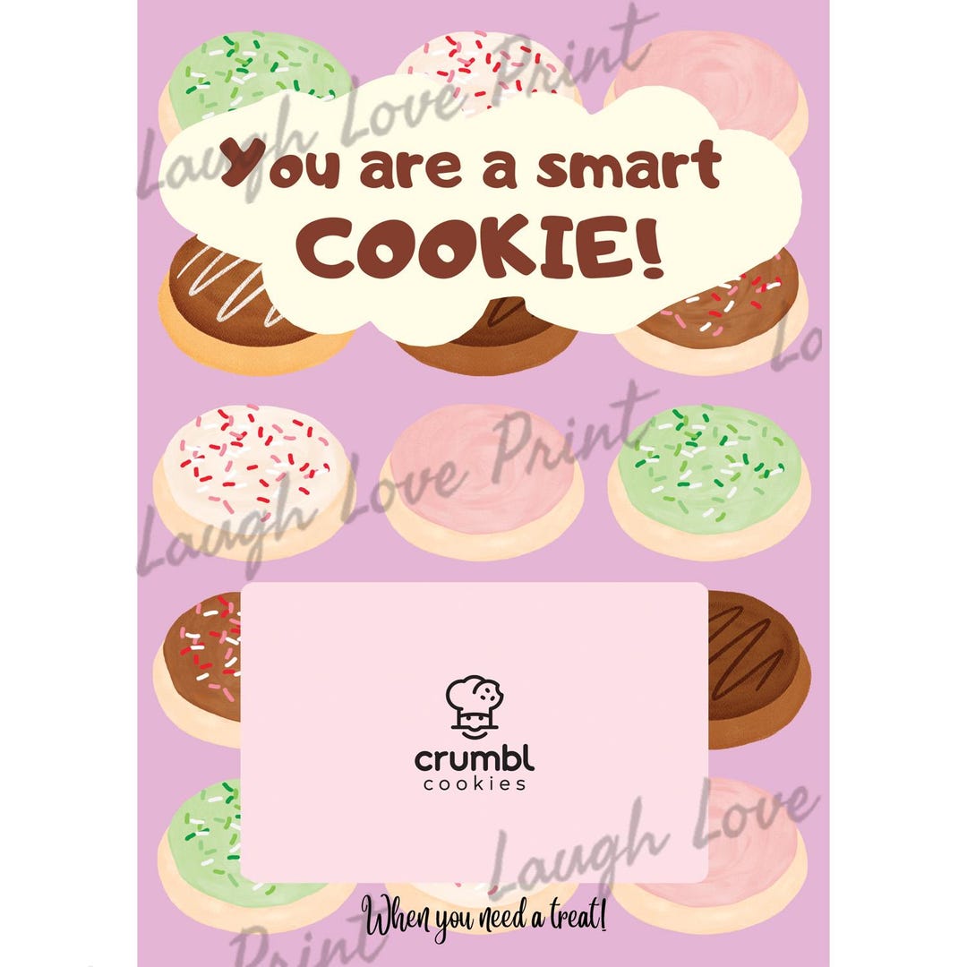 Gift Card Holder - Cookie Printable Instant Download Gift - Excellent ...