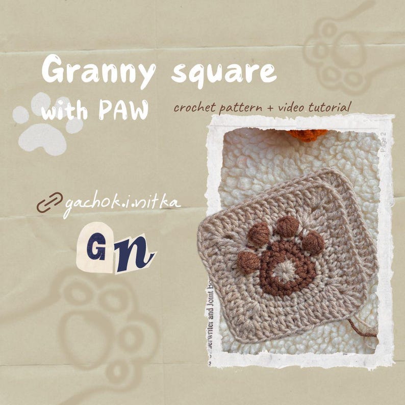 Granny Square With Paw Crochet Pattern - Etsy
