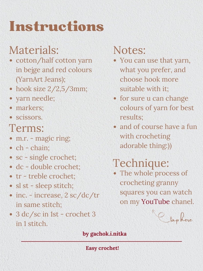 Granny Square With Heart. Crochet Pattern. - Etsy