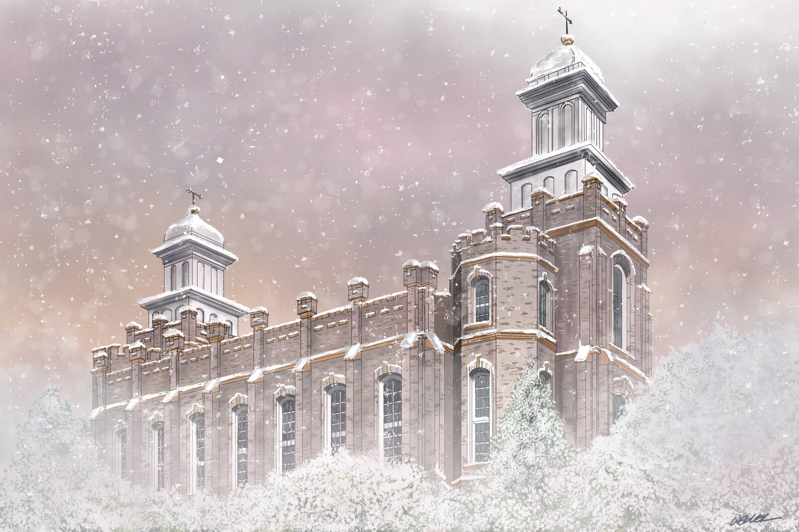 Logan Temple Drawing: Canvas Print - Etsy