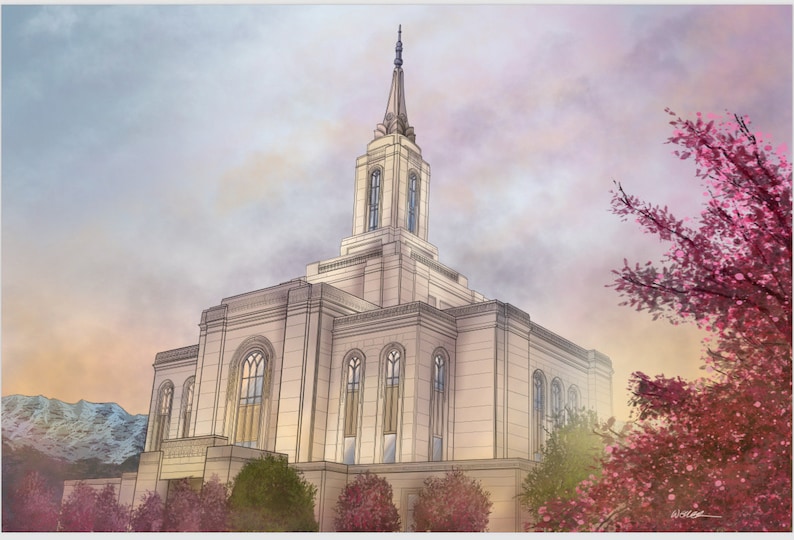 Orem Temple Drawing: Print - Etsy