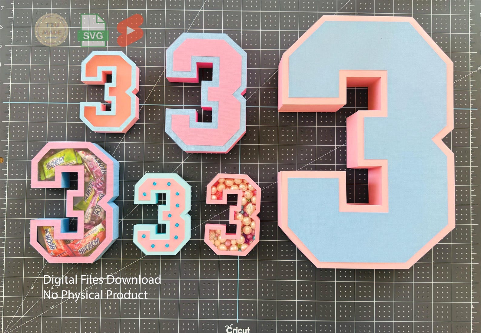 3D Mini Numbers Paper Craft: DIY Low Poly Template (SVG Digital Files ...