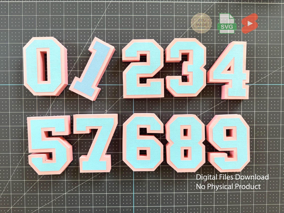 3D Mini Numbers Paper Craft: DIY Low Poly Template (SVG Digital Files ...