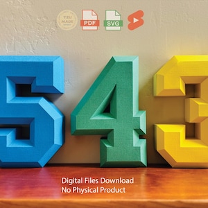 3D Rainbow Numbers Paper Craft: DIY Low Poly Template (PDF & SVG) - Etsy