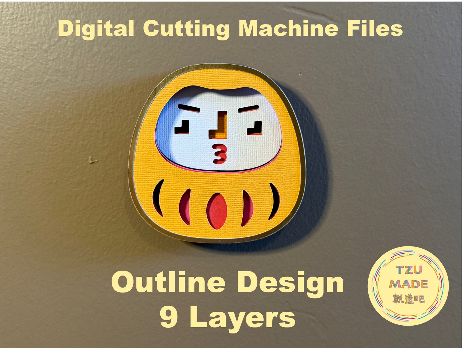 Yellow Daruma Doll 3D SVG: Good Luck Shadow Box (digital Download) - Etsy