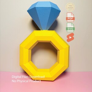 3D Diamond Ring Paper Craft: DIY Low Poly Template (PDF & SVG) - Etsy