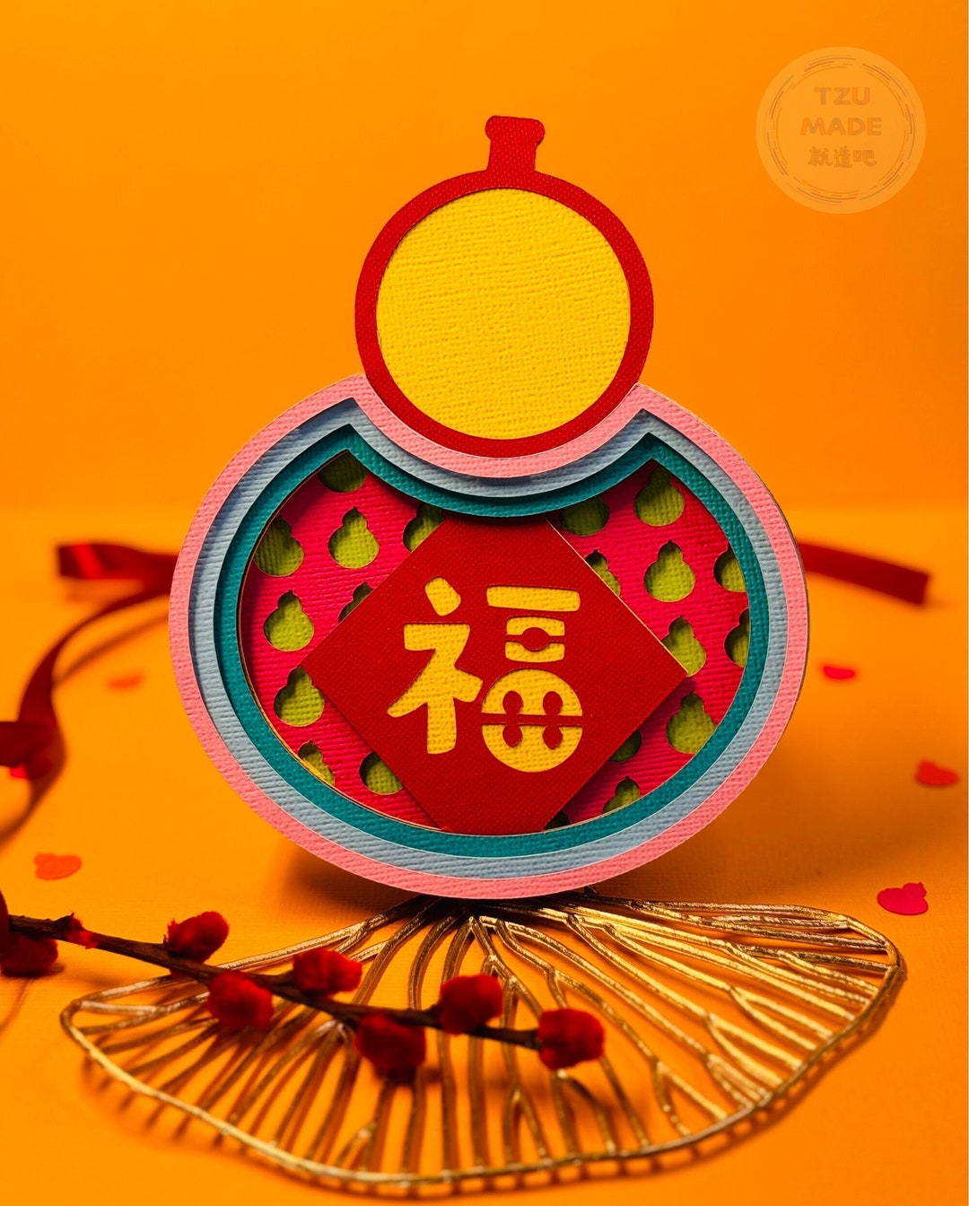 Lunar New Year Bottle Gourd 3D SVG: Good Luck Shadow Box (digital Files ...